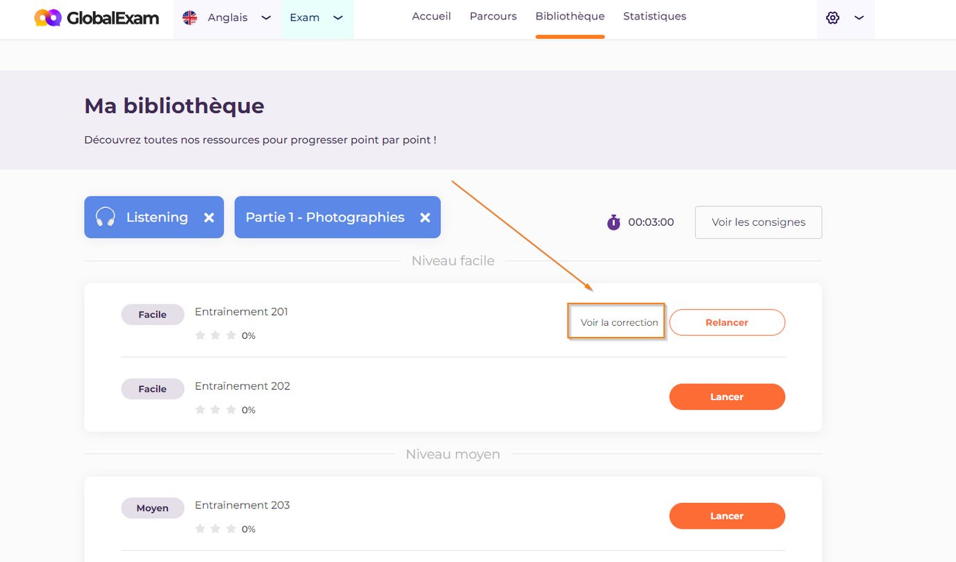 Comment regarder la correction de mes exercices et examens sur Exam